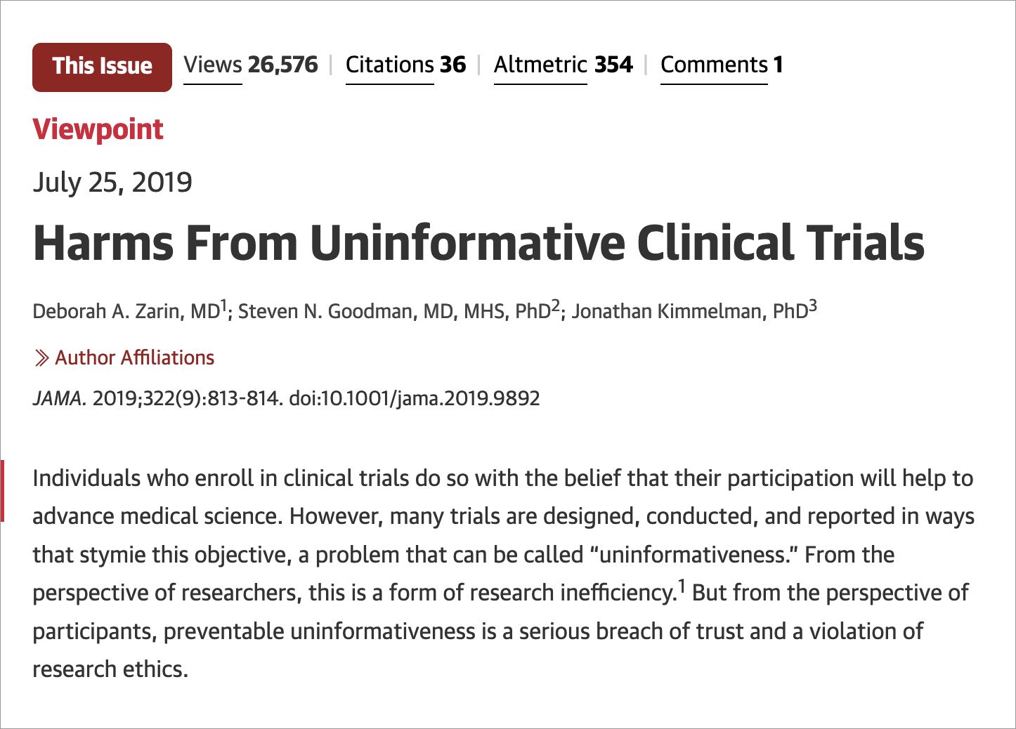 Harms From Uninformative Clinical Trials - The Multi-Regional Clinical ...