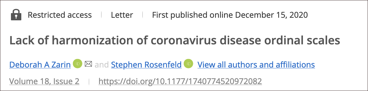 Lack of harmonization of coronavirus disease ordinal scales - The Multi ...