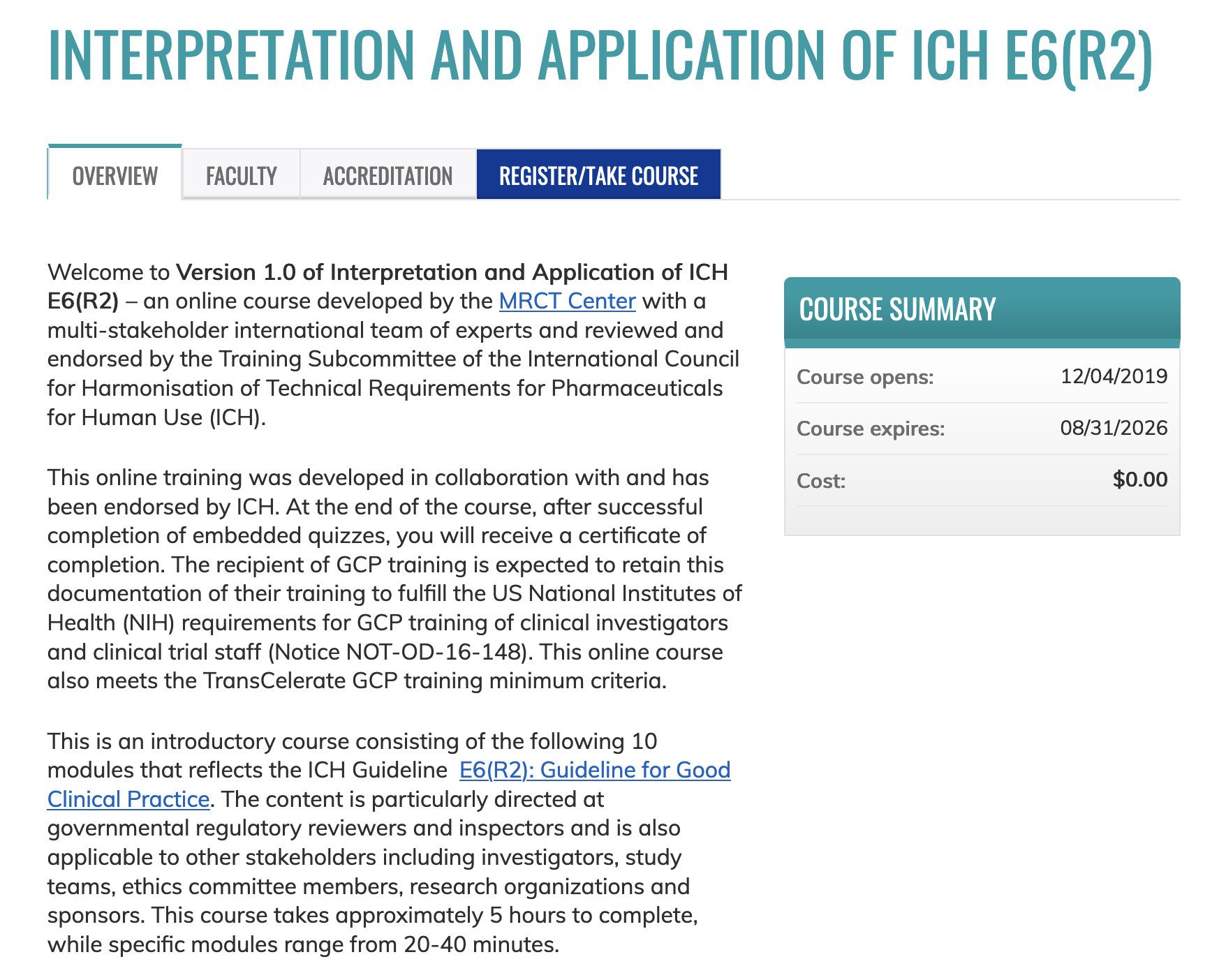 Interpretation and Application of ICH E6(R2) E-Learning - The Multi ...