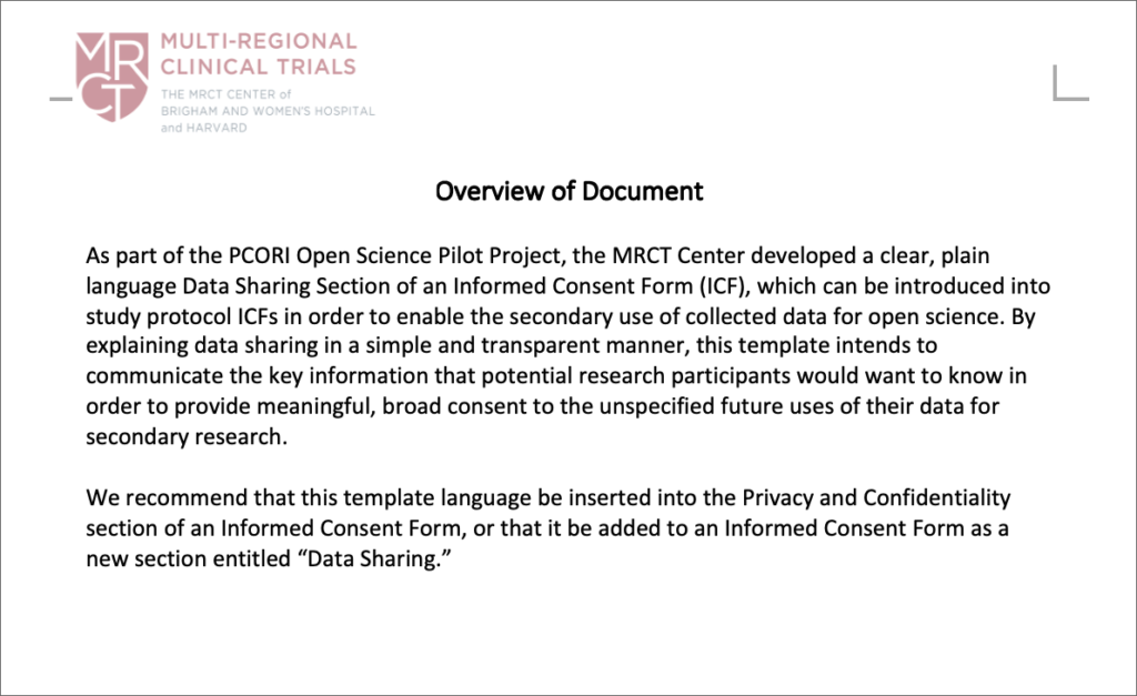 Data Sharing Plain Language Informed Consent Form Section Word Document ... Data Sharing Plain Language Informed Consent Form Section Word Document ...