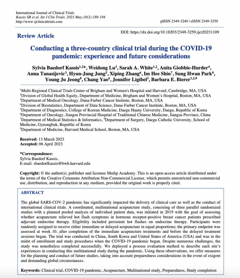 Conducting a three-country clinical trial during the COVID-19 pandemic ...