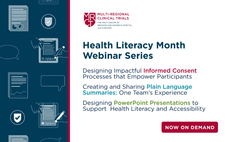 Health Literacy Month Webinar Series - The Multi-Regional Clinical Trials Center of Brigham and ...