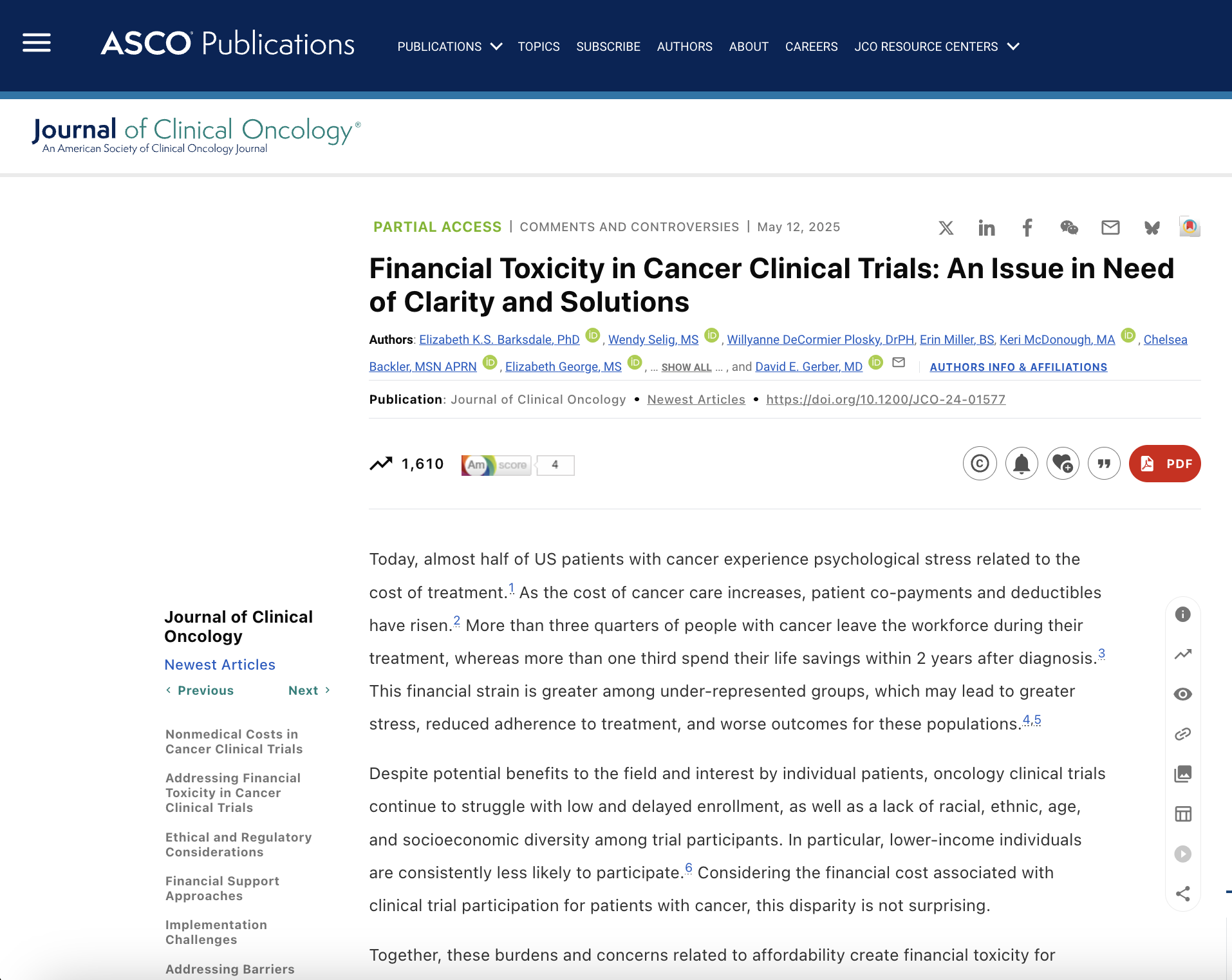 Financial Toxicity in Cancer Clinical Trials: An Issue in Need of ...